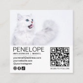 Modern Personalized Two Photo Scannable QR Code Square Business Card ...