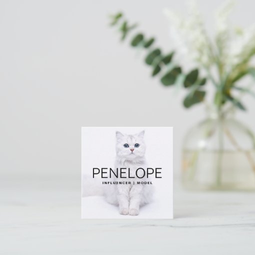 Modern Personalized Two Photo Scannable QR Code Square Business Card ...