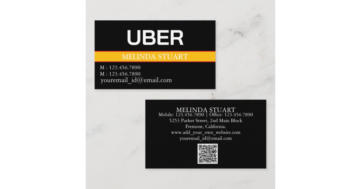 Modern Personalized Uber Driver Business Card | Zazzle