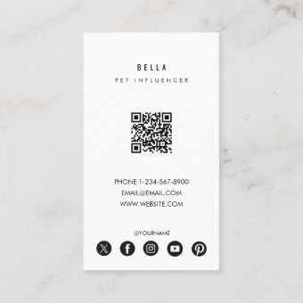 Modern Pet Cat Influencer Photo QR Code Business Card | Zazzle
