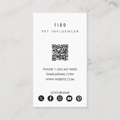 Modern Pet Dog Influencer Photo QR Code Business Card | Zazzle