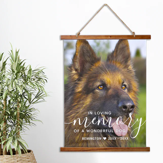 Modern Pet Dog Memorial Personalize Loving Memory Hanging Tapestry | Zazzle