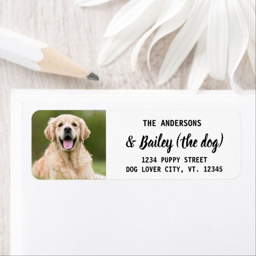 Modern Pet Dog Photo Return Address Label | Zazzle