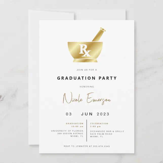 Modern Pharmacy School Graduation Party Invitation | Zazzle