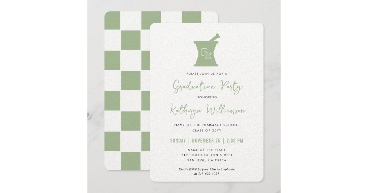 Modern PharmD Pharmacy School Graduation Invitation | Zazzle