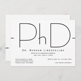 Modern PhD Graduation Invitation | Zazzle