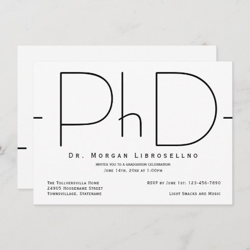 Modern PhD Graduation Invitation | Zazzle