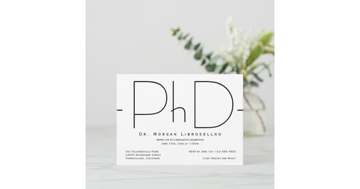 Modern PhD Graduation Invitation | Zazzle