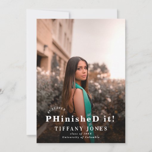 Modern Phinished it 4 Photos PHD Graduation Invitation | Zazzle