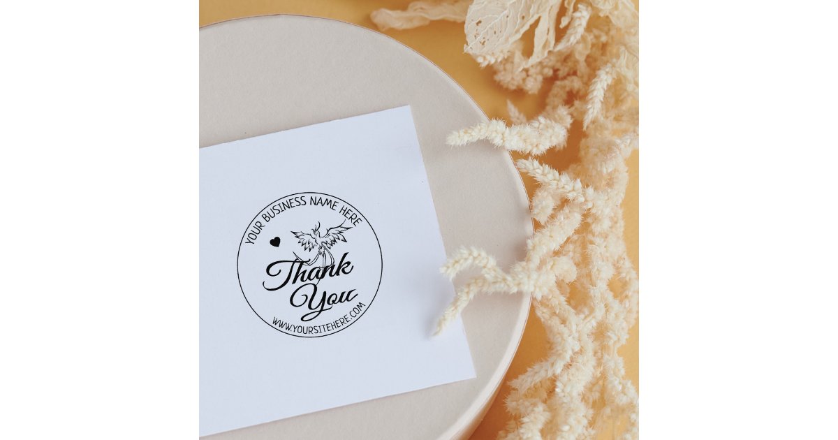 Modern Phoenix Custom Business Thank You Rubber Stamp | Zazzle