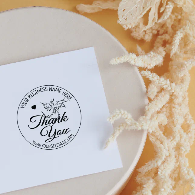 Modern Phoenix Custom Business Thank You Rubber Stamp | Zazzle