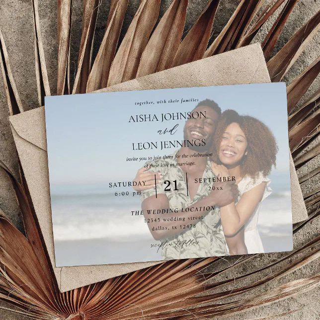 Modern Photo 5 Horizontal Wedding Invitation | Zazzle