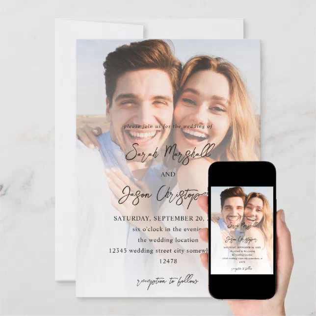 Modern Photo 7 Vertical Wedding V2 - KR Invitation | Zazzle