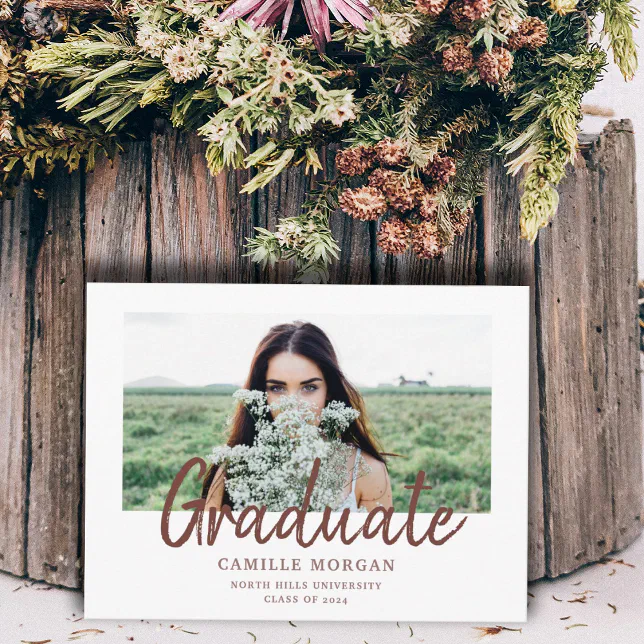Modern Photo Announcement 2024 Postcard | Zazzle