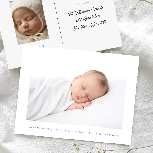 modern photo baby birth announcement postcard | Zazzle