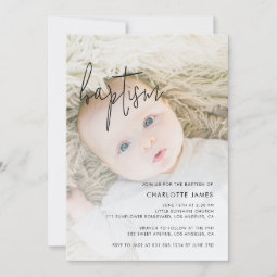 Modern Photo Baptism Invitation | Zazzle