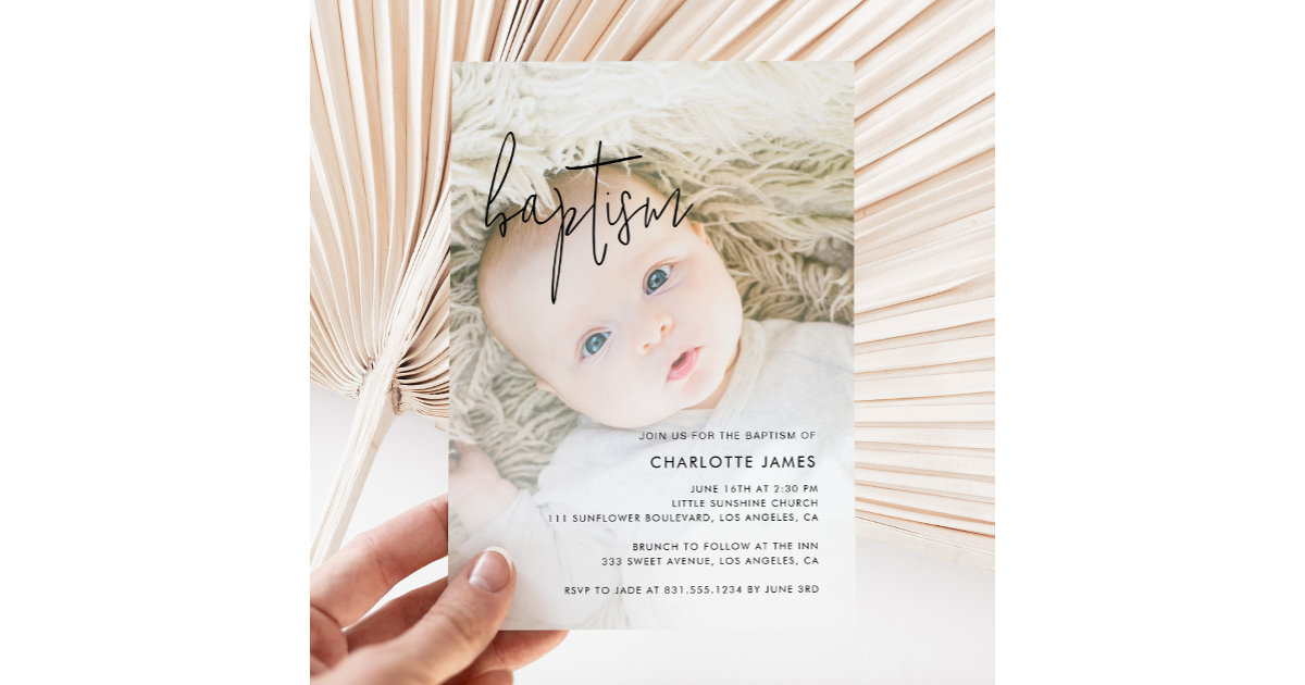 Modern Photo Baptism Invitation | Zazzle