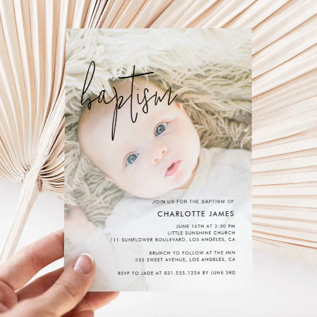 Modern Photo Baptism Invitation | Zazzle