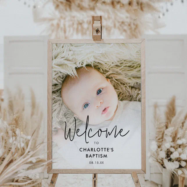 Modern Photo Baptism Welcome Sign | Zazzle