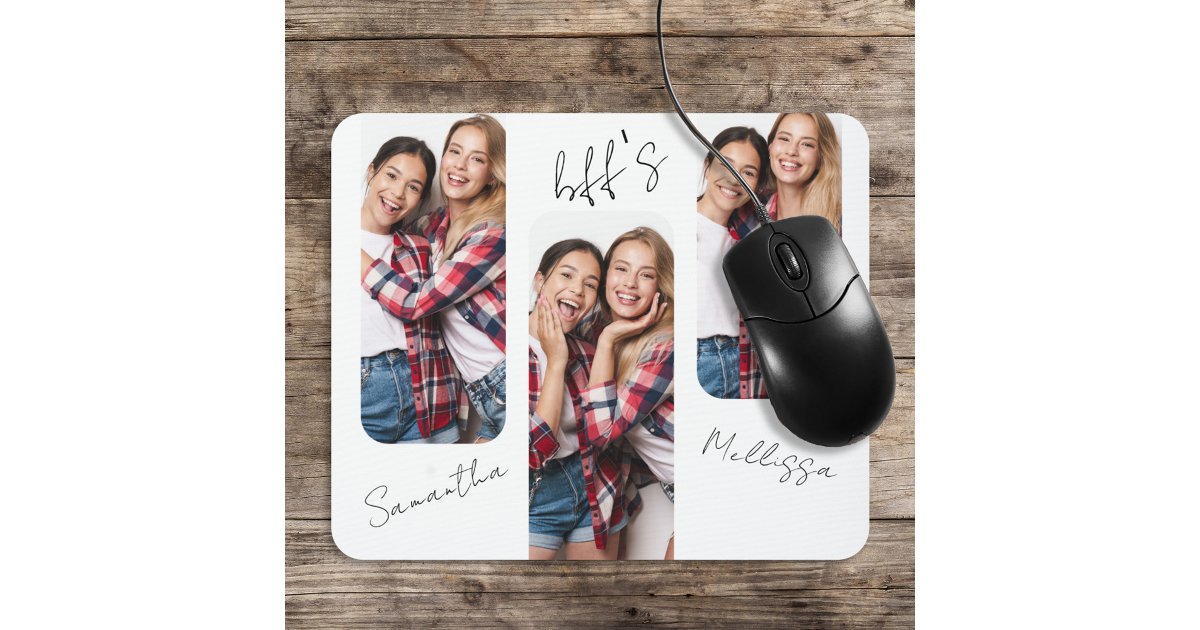 Modern Photo BFF Friends Personalized Mouse Pad | Zazzle