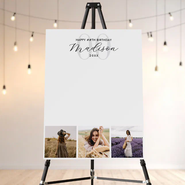 Modern Photo Birthday Guest Signing Board | Zazzle