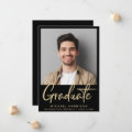 Modern Photo Bold Script Black Graduation Announcement | Zazzle