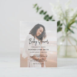 Modern Photo Budget Baby Shower Invitation | Zazzle