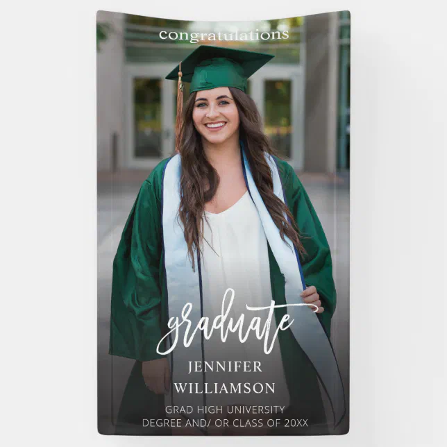 Modern Photo Calligraphy 2 Vertical Graduate Banner | Zazzle