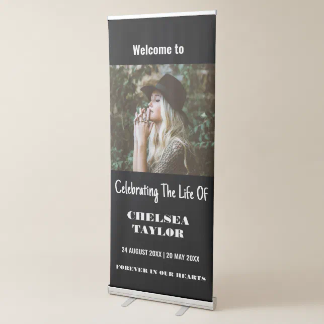 Modern Photo Celebration of Life Memorial Funeral Retractable Banner ...