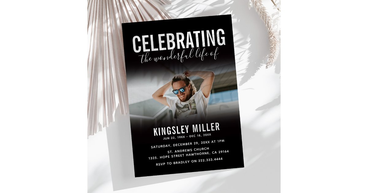 Modern Photo Celebration of Life Memorial Invitation | Zazzle