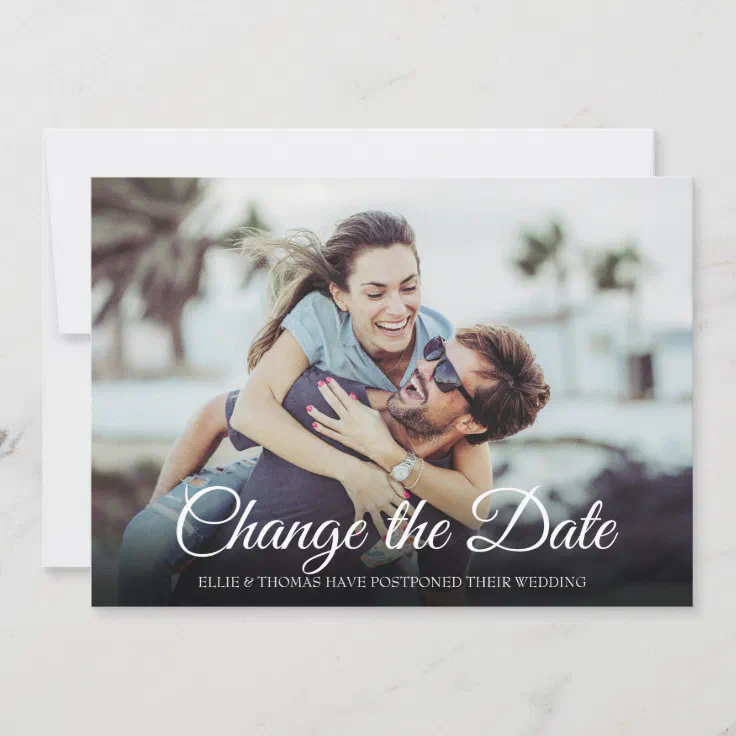 Modern Photo Change the Date Postponed Cancelled Invitation | Zazzle