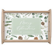 Modern photo Christmas elegant script Holiday Serving Tray | Zazzle