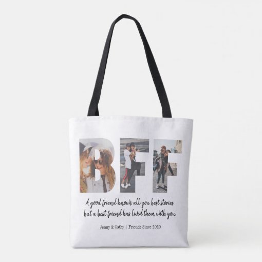 Modern Photo Collage BFF Best Friend Besties Chic Tote Bag | Zazzle