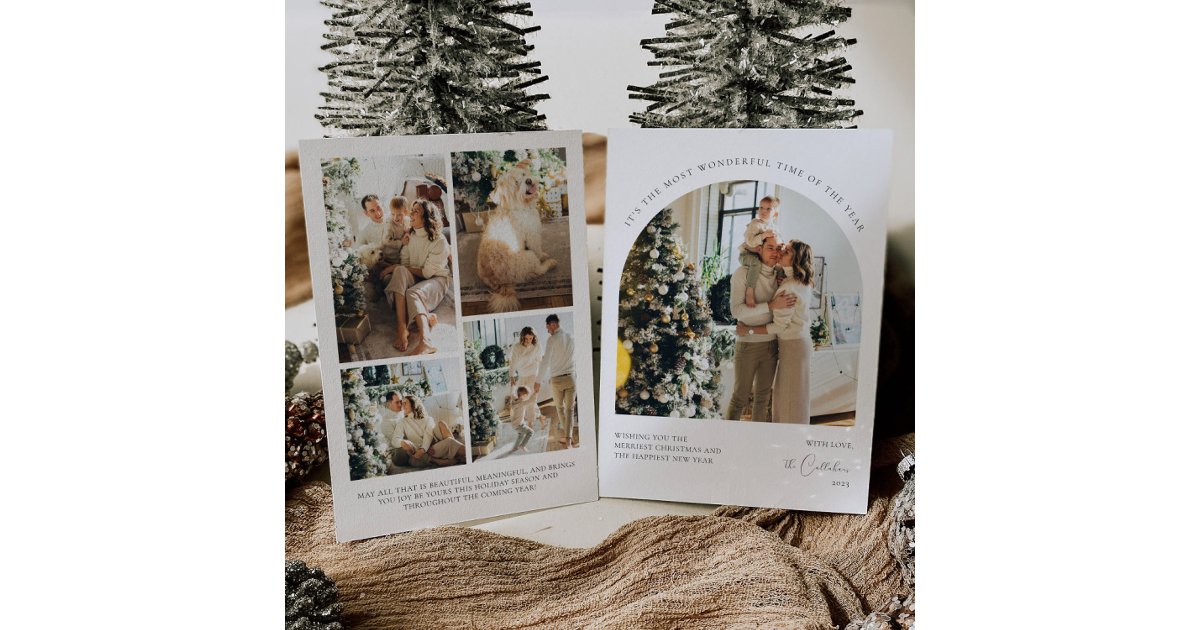 Modern Photo Collage Christmas Card | Zazzle