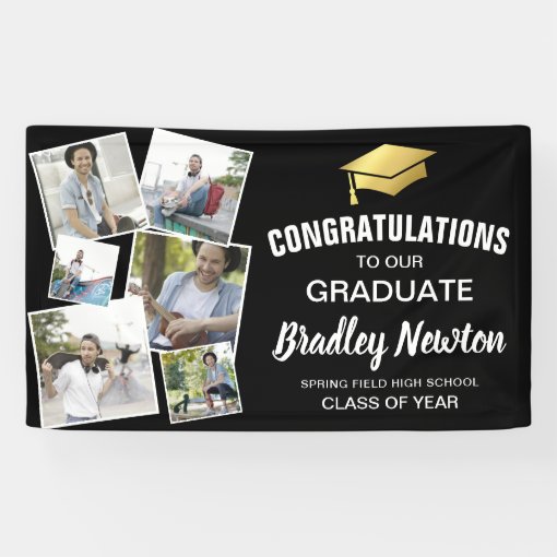 Modern Photo Collage Congratulations Graduation Banner | Zazzle