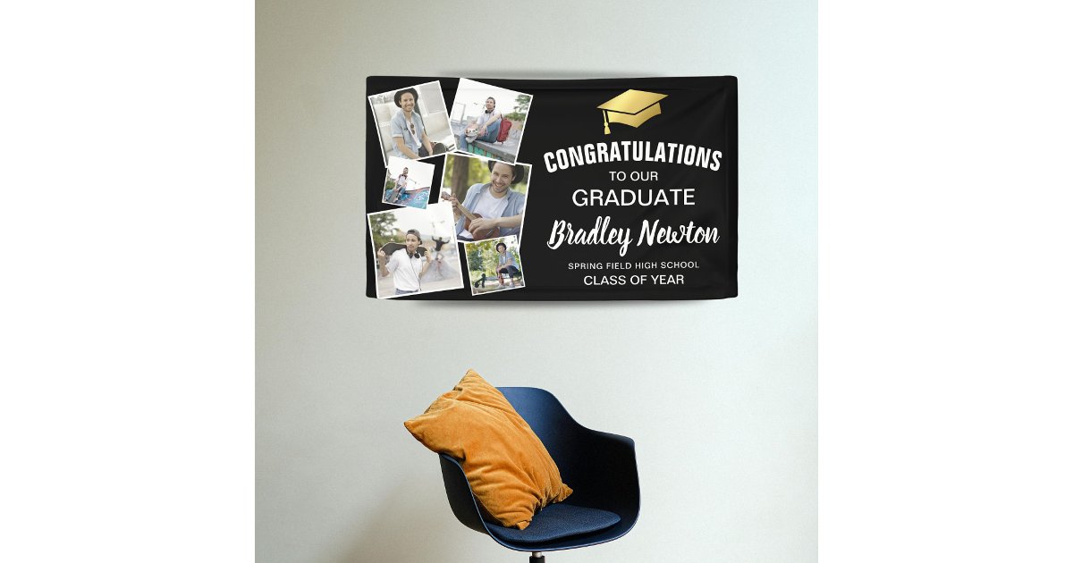 Modern Photo Collage Congratulations Graduation Banner | Zazzle