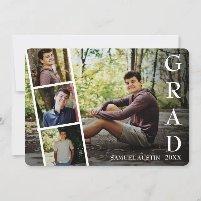 Modern Photo Collage Film Strip Graduation Announ Announcement | Zazzle