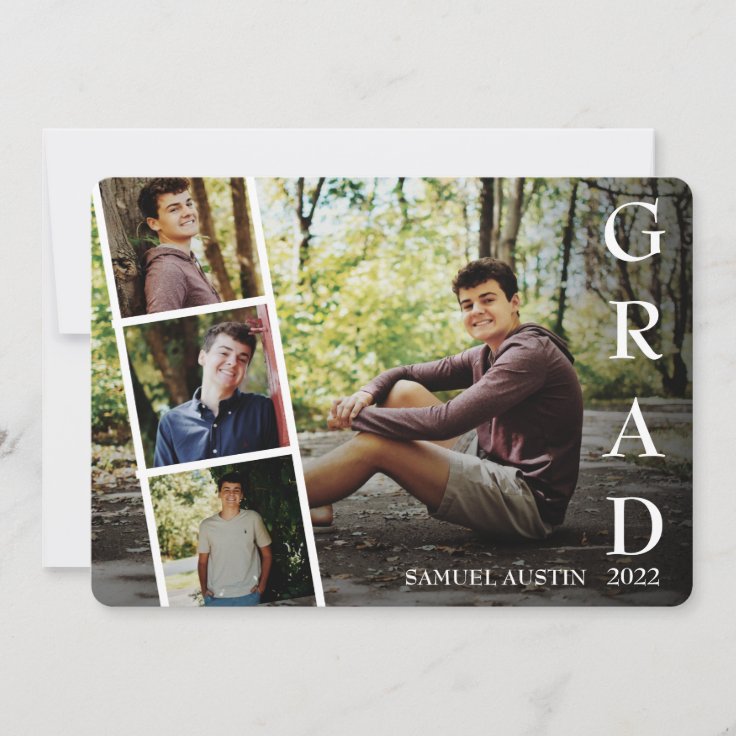 Modern Photo Collage Film Strip Graduation Announ Announcement | Zazzle