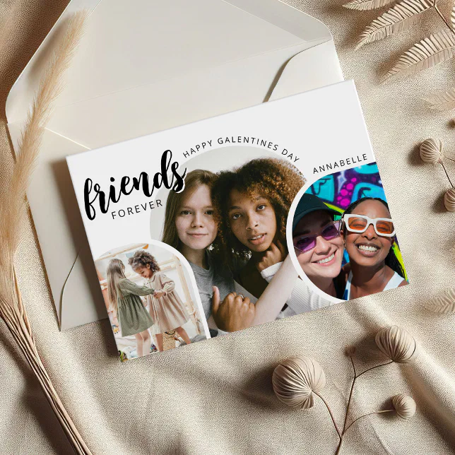 Modern Photo Collage Friends Forever Holiday Card | Zazzle