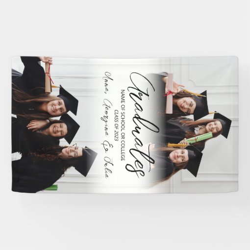 Modern Photo Collage Friends Graduation Party Banner | Zazzle