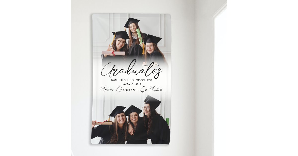 Modern Photo Collage Friends Graduation Party Banner | Zazzle