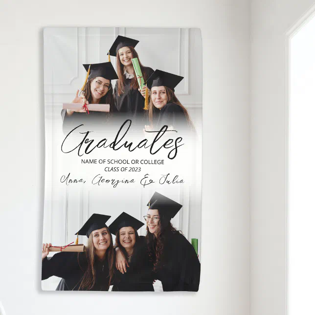 Modern Photo Collage Friends Graduation Party Banner | Zazzle