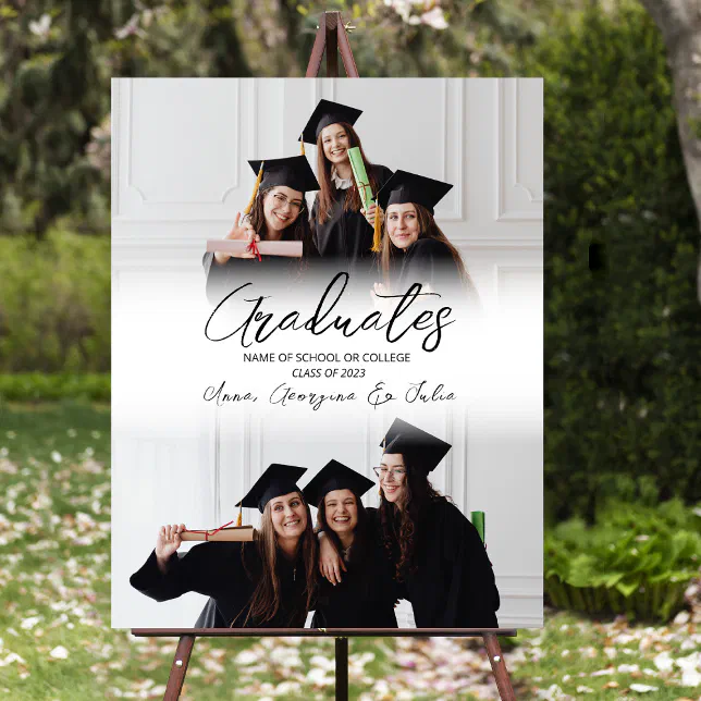 Modern Photo Collage Friends Graduation Party Foam Board | Zazzle