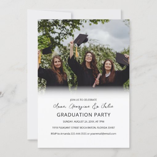 Modern Photo Collage Friends Graduation Party Invitation | Zazzle