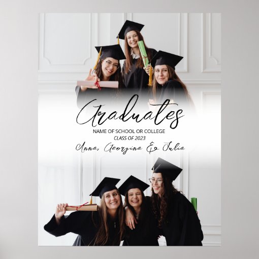 Modern Photo Collage Friends Graduation Party Poster | Zazzle