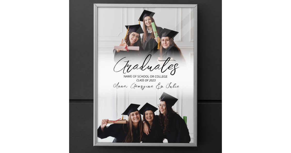 Modern Photo Collage Friends Graduation Party Poster | Zazzle