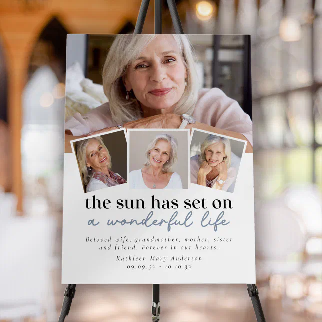 Modern Photo Collage Funeral Welcome Sign | Zazzle