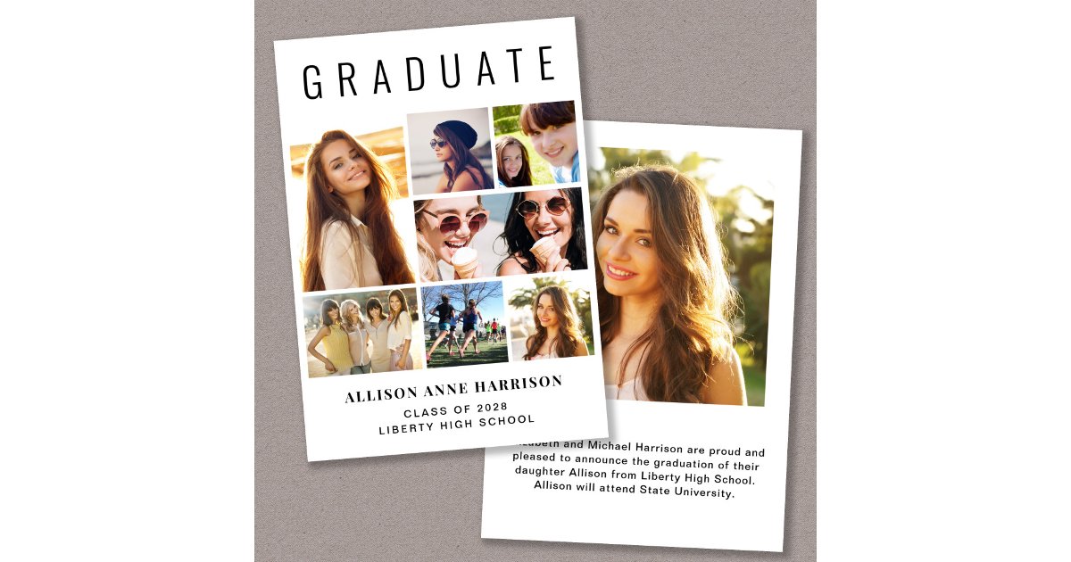 Modern Photo Collage Graduation Announcement | Zazzle
