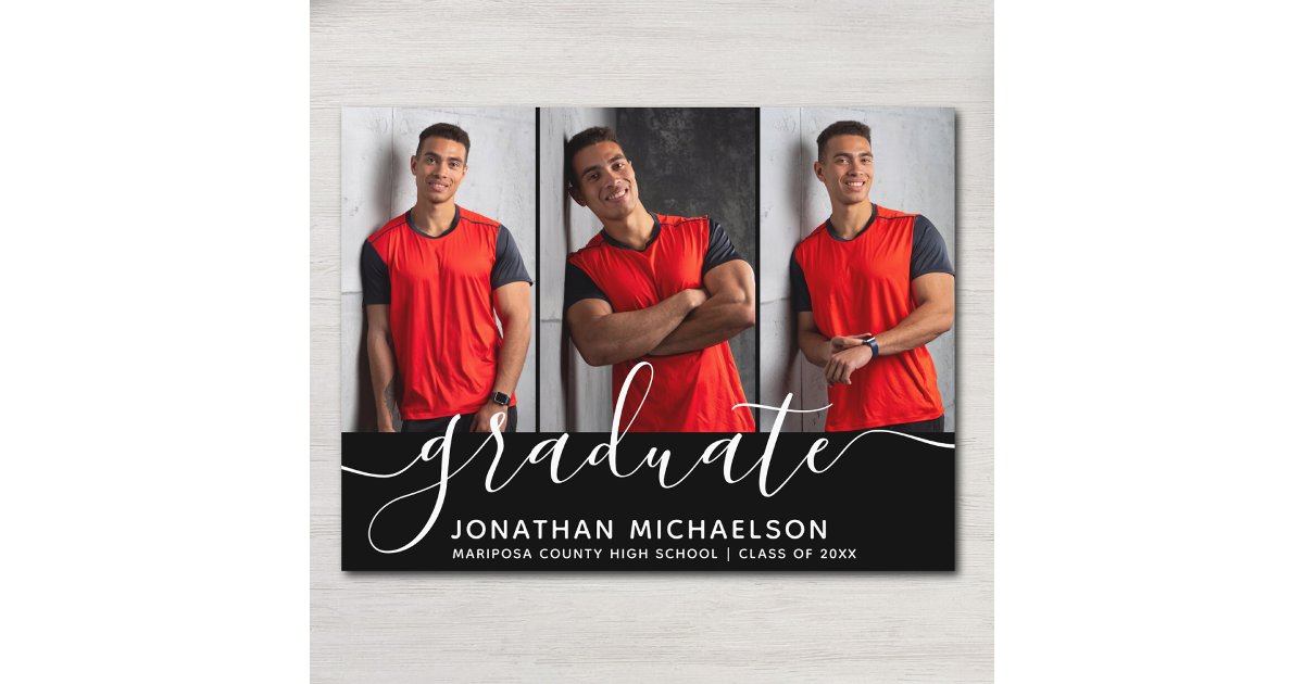 Modern Photo Collage Graduation Announcement Postcard | Zazzle