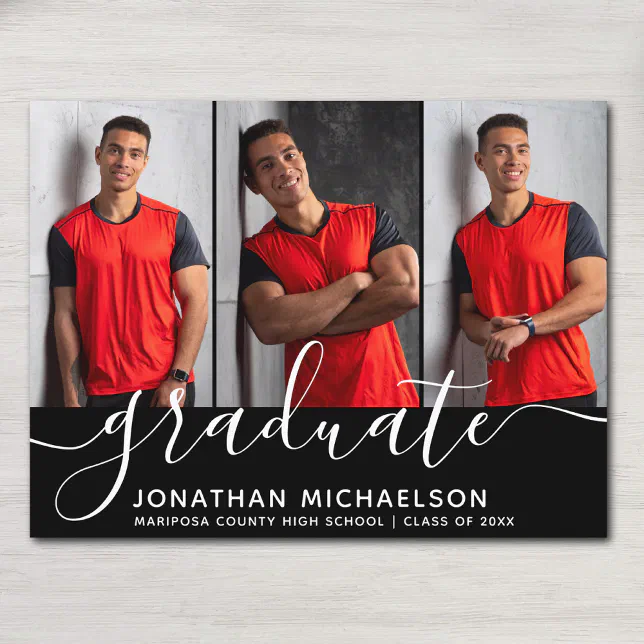 Modern Photo Collage Graduation Announcement Postcard | Zazzle